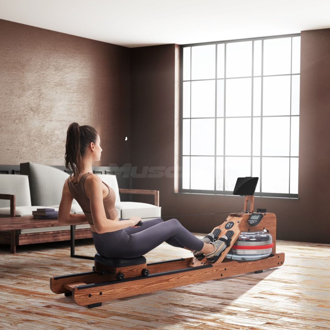Water Rower - Muscle D Fitness - Wooden Seated Adjustable Water Rower ...